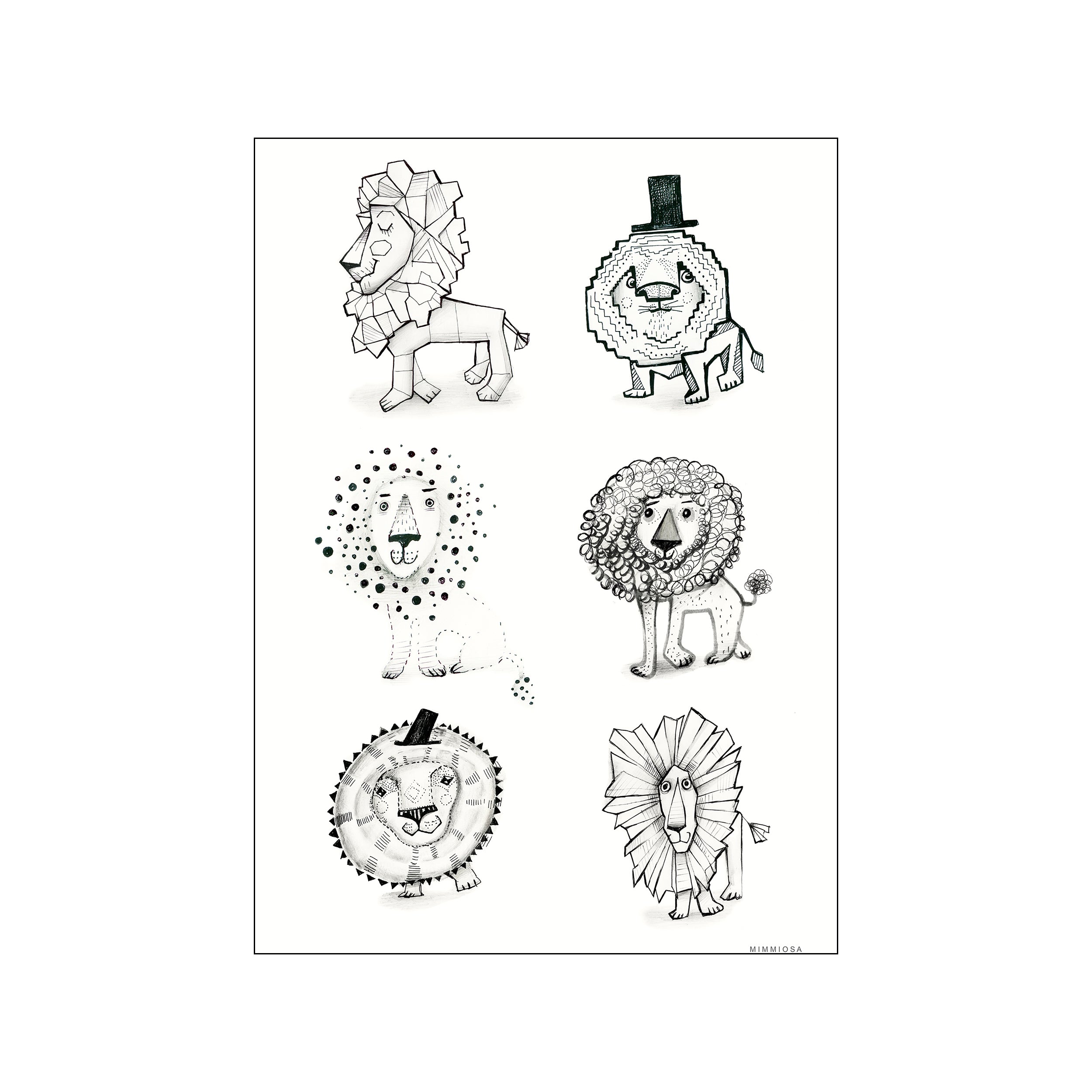 Lion Doodles – Poster & Frame Art Group