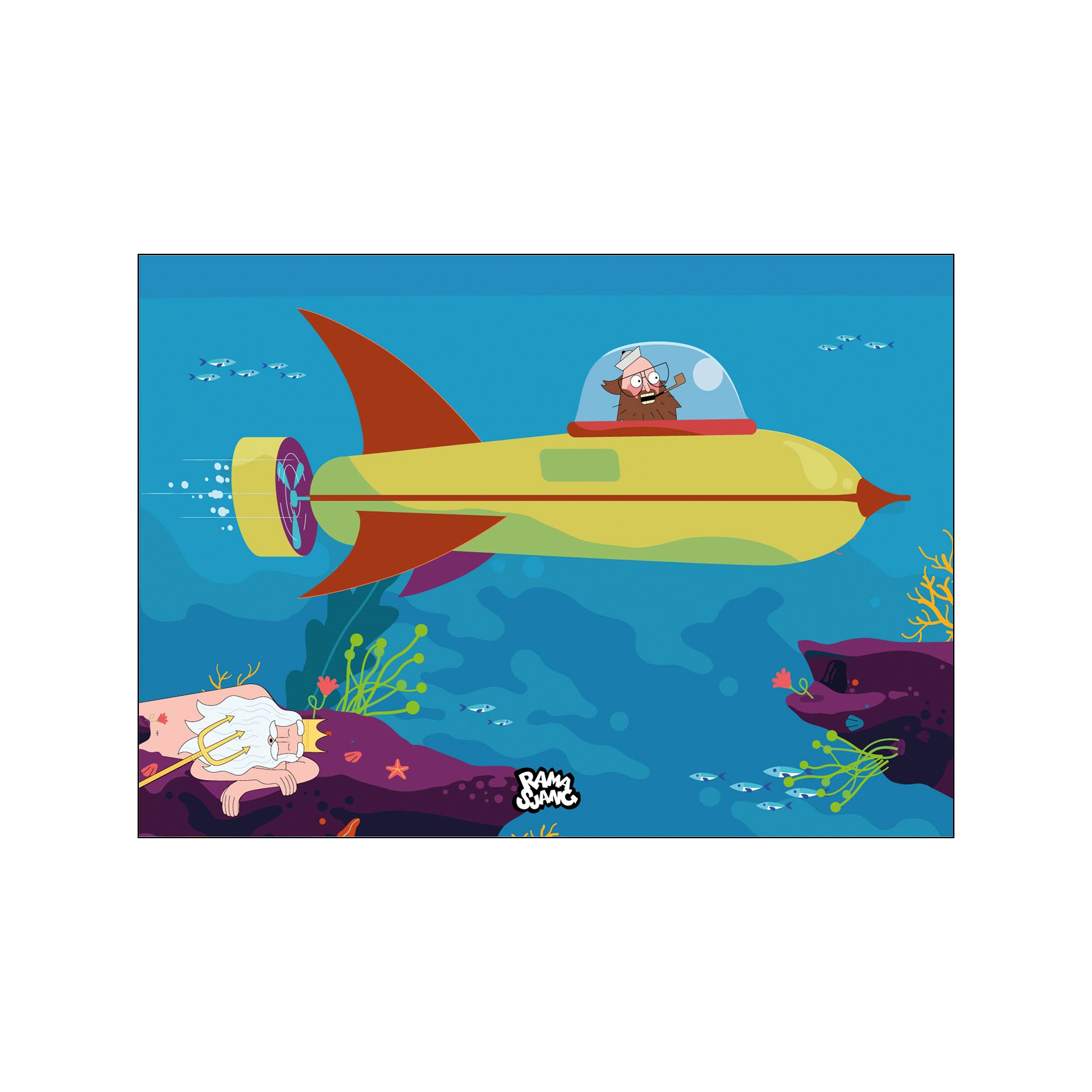Onkel Reje i ubåden – Ramasjang plakat – Poster & Frame Art Group