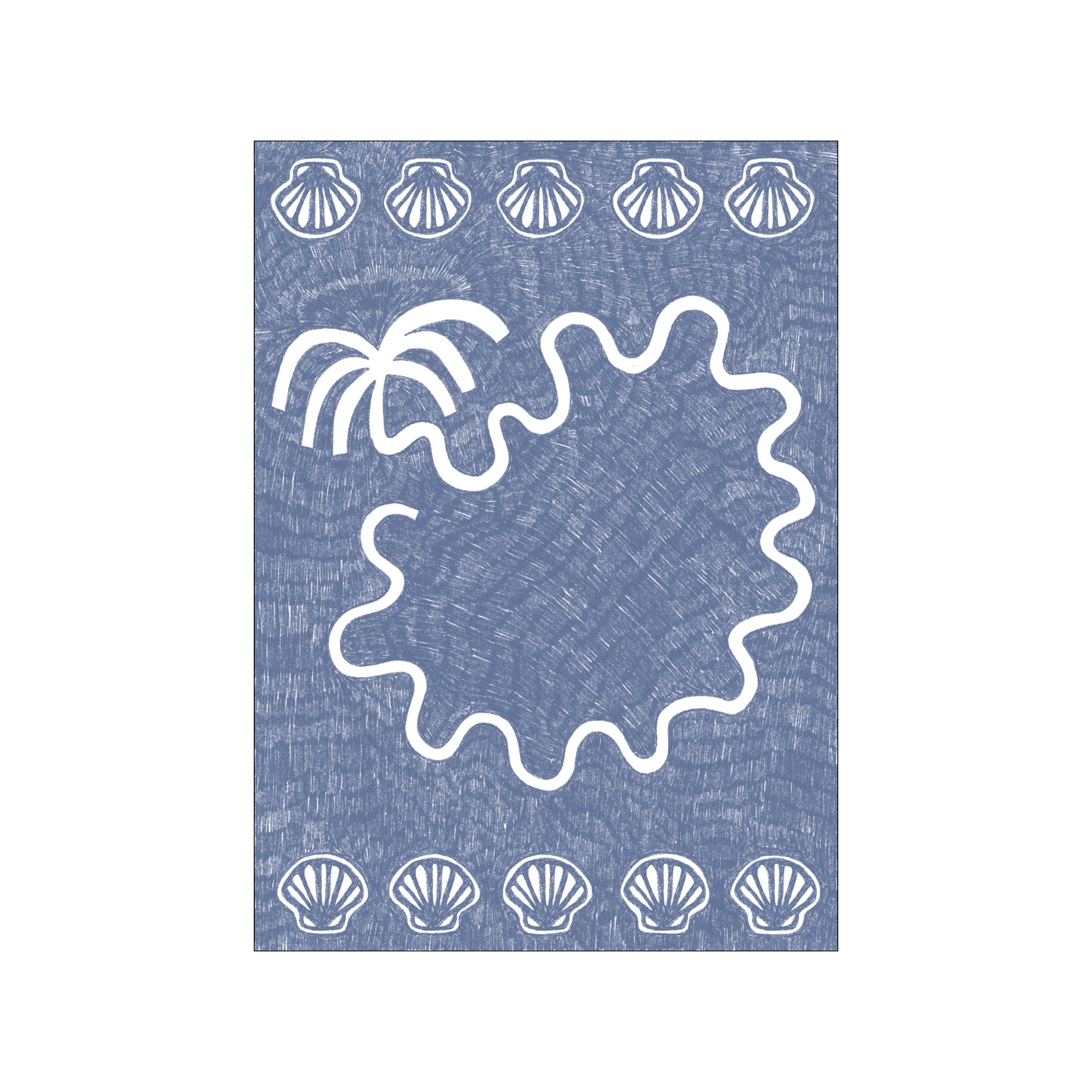 Shells And Palm Tree - Blue – Poster & Frame Art Group